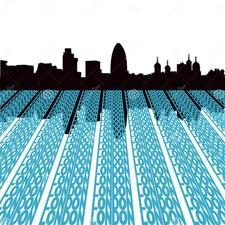 London skyline with text stock vector. Illustration of buildings - 7105451