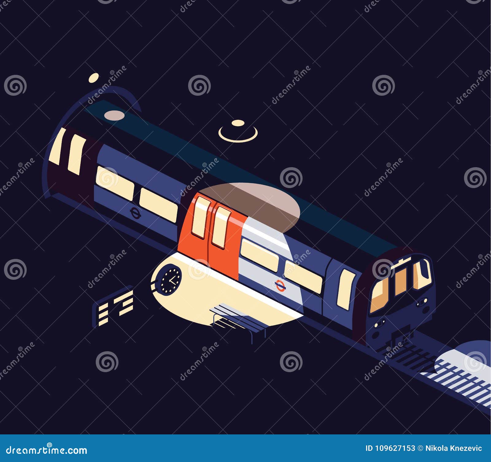 London Subway Train in Station Isometric Illustration Stock ...