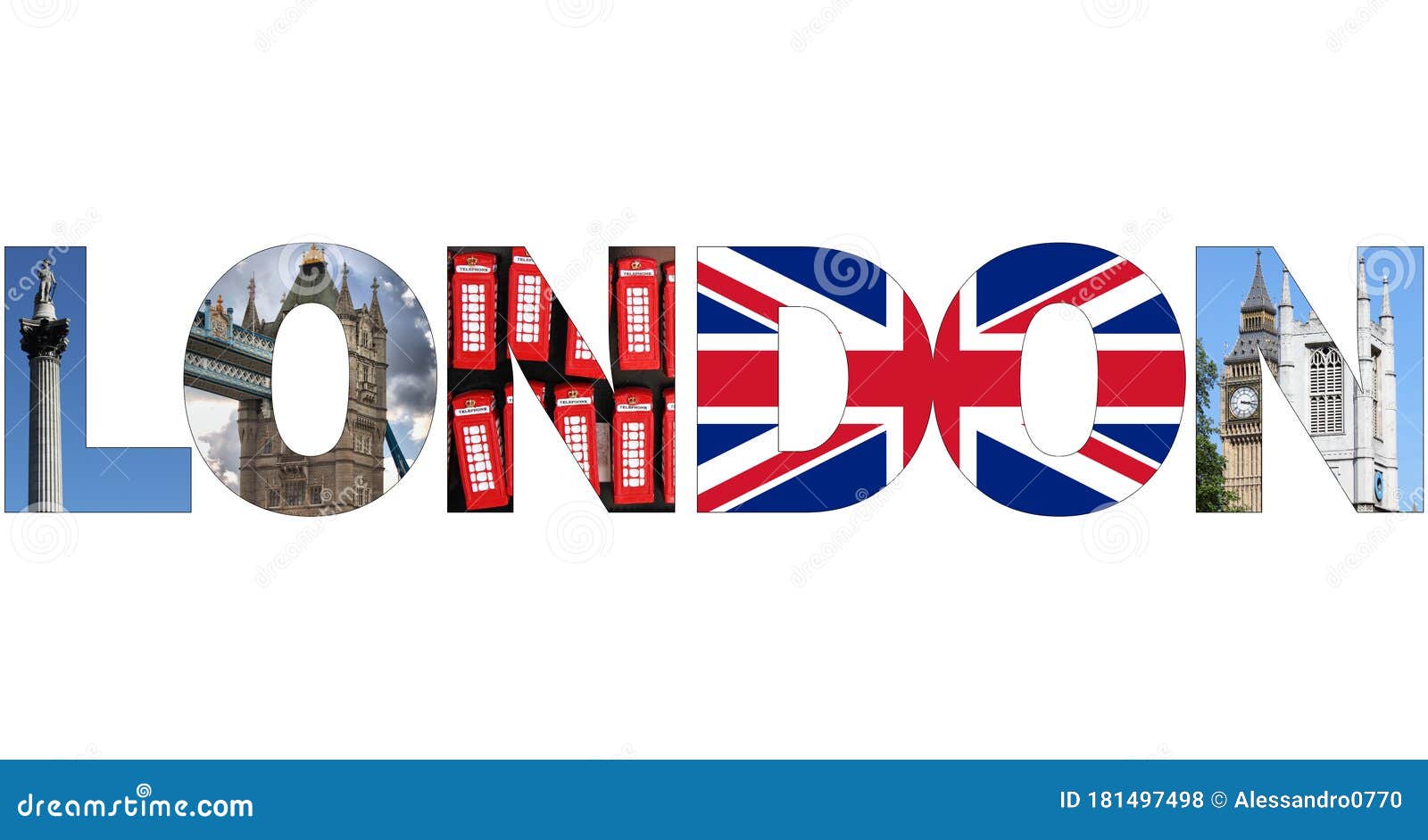 London text with landmarks editorial stock photo. Illustration of ...