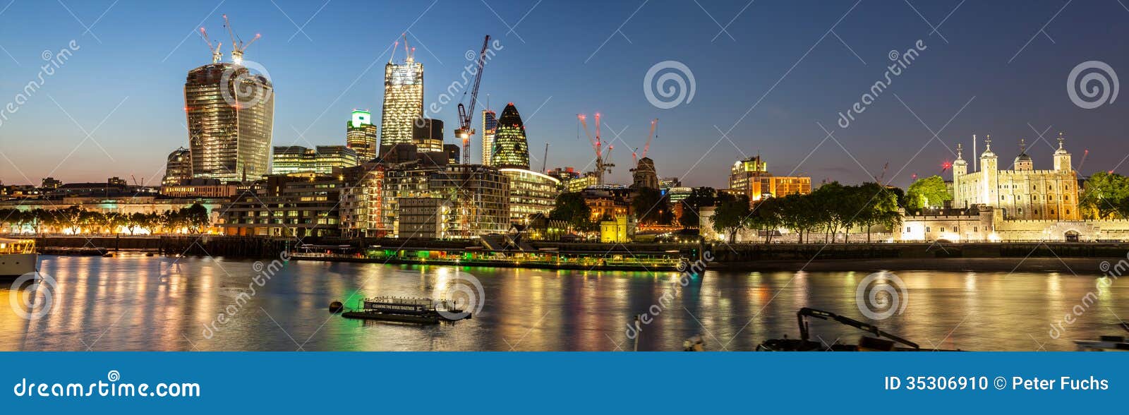 London Thames Waterfront at Night Editorial Image - Image of long ...