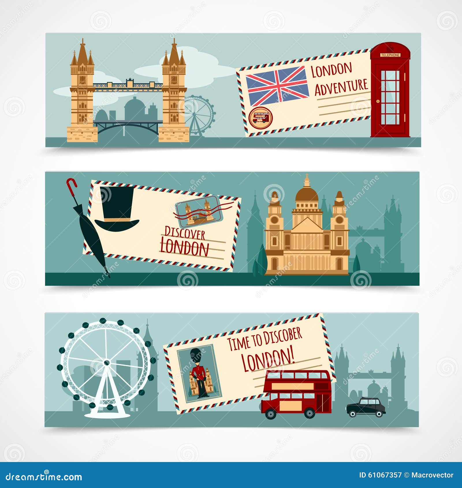 London Touristic Banner Set Stock Vector - Illustration of taxi ...