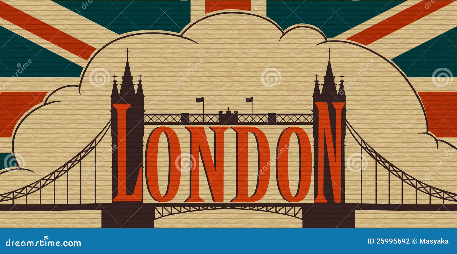 London, Tower Bridge and the Flag of the UK Stock Vector - Illustration ...