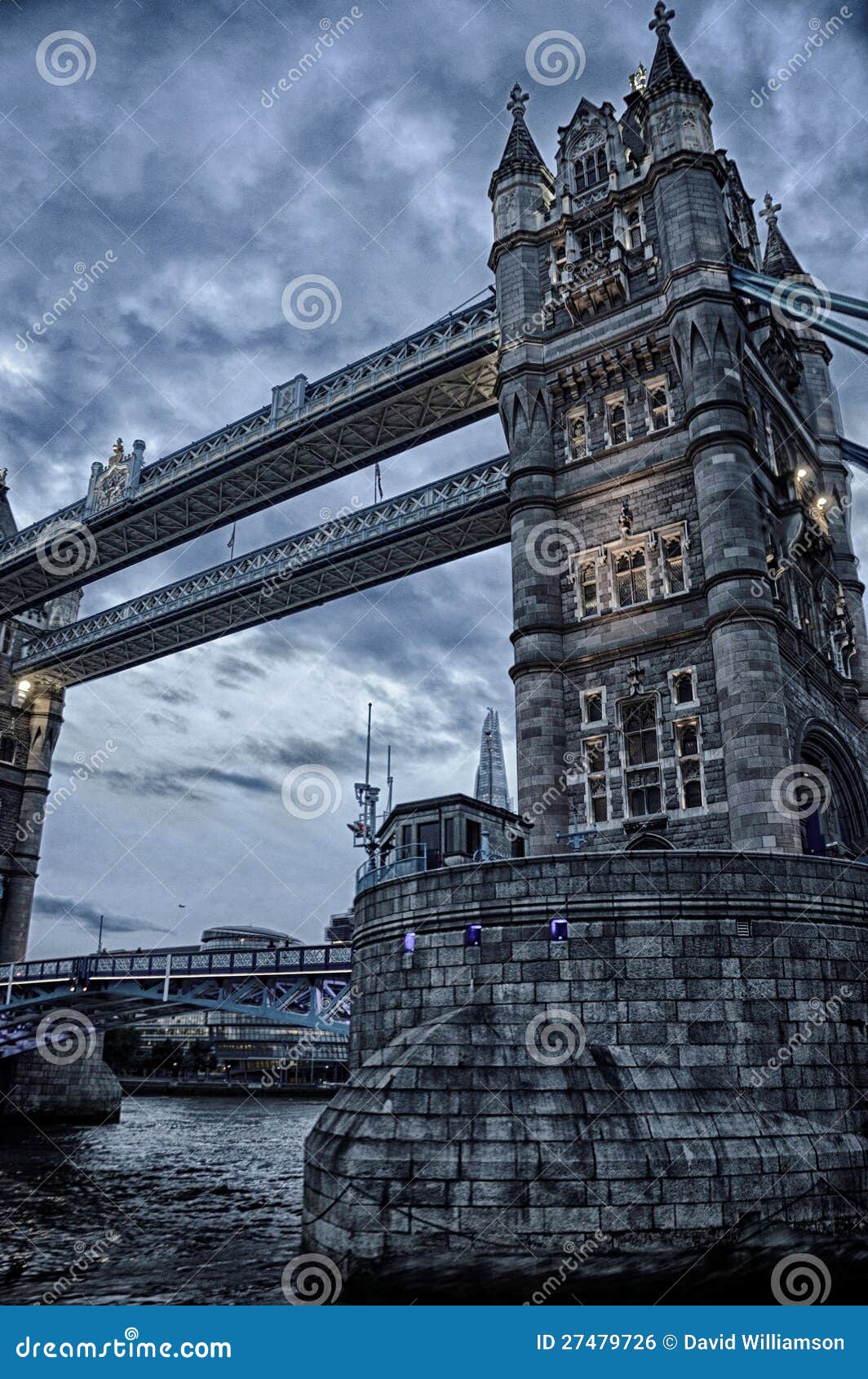 London Tower Bridge Gothic Style Stock Photo - Image of tower, clouds ...