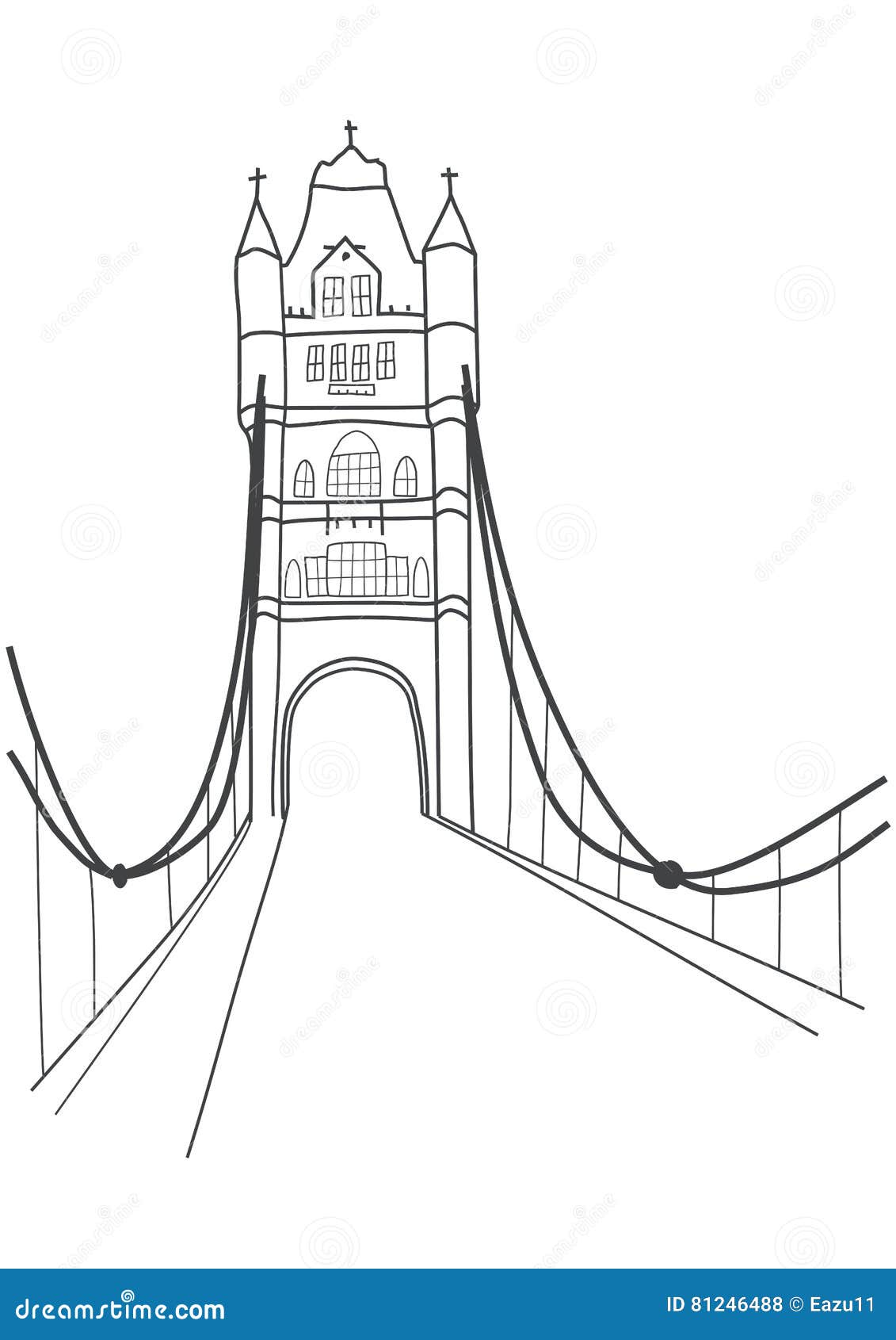 London Tower Bridge Illustration, Front View Stock Vector ...