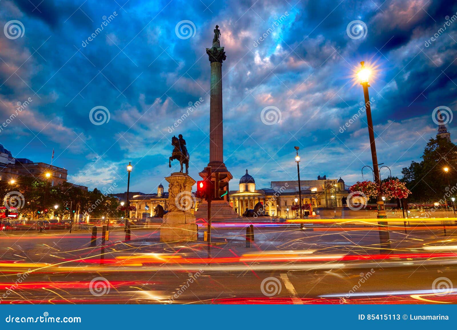 London Trafalgar Square Sunset Nelson Column Editorial Stock Photo ...
