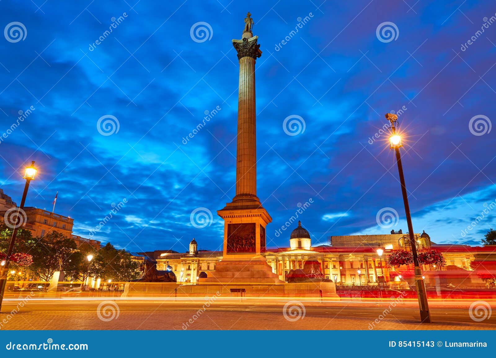 London Trafalgar Square Sunset Nelson Column Editorial Stock Photo ...