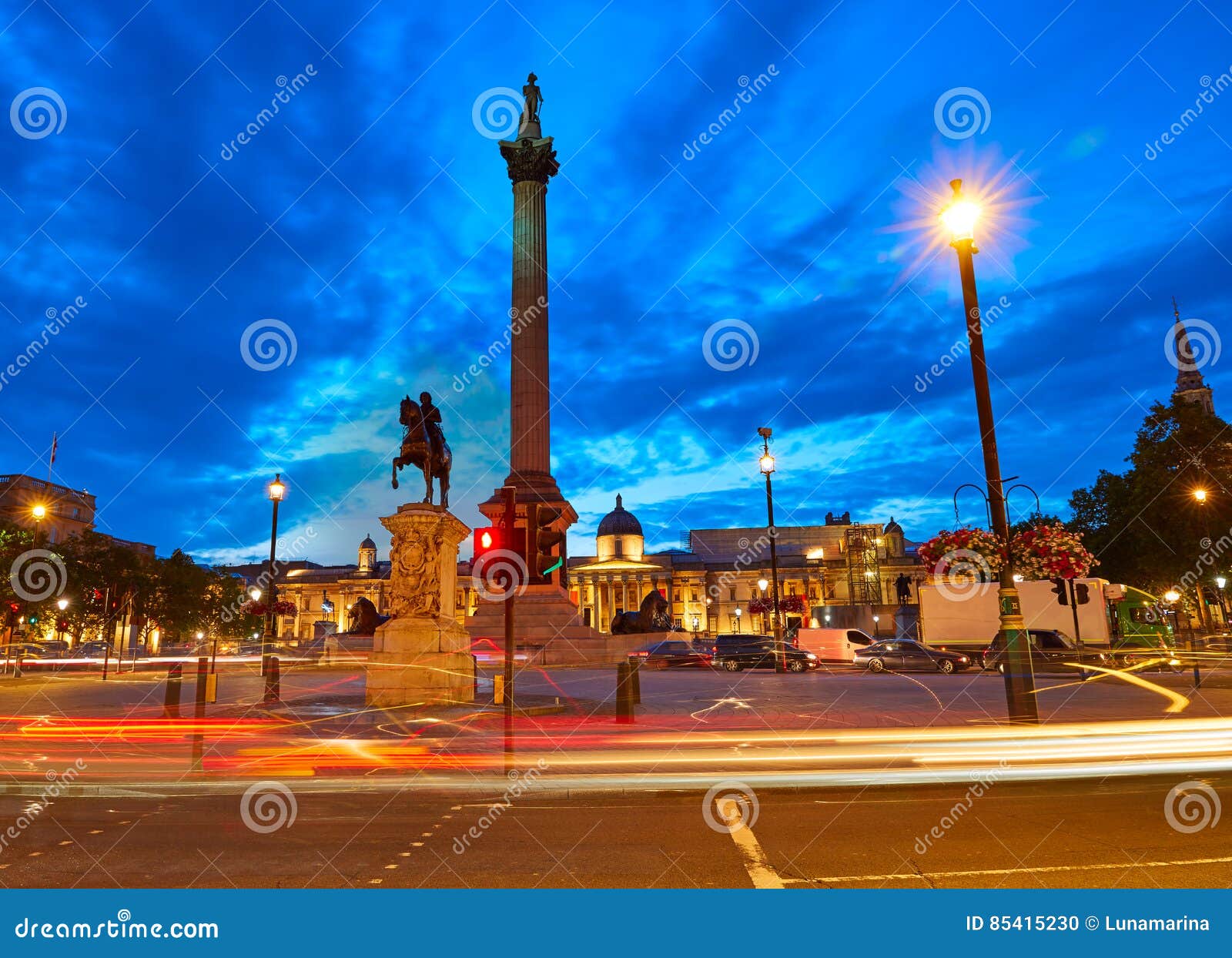 London Trafalgar Square Sunset Nelson Column Editorial Image - Image of ...
