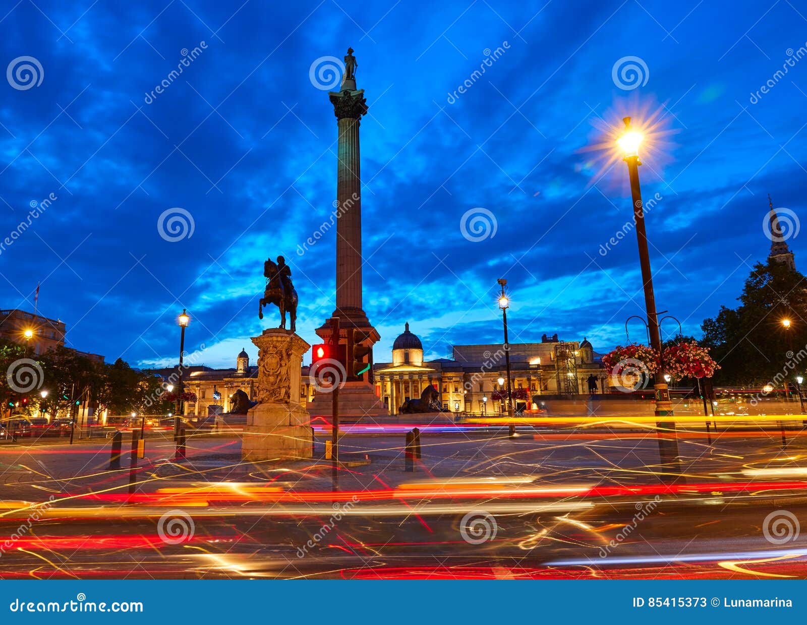 London Trafalgar Square Sunset Nelson Column Editorial Stock Photo ...