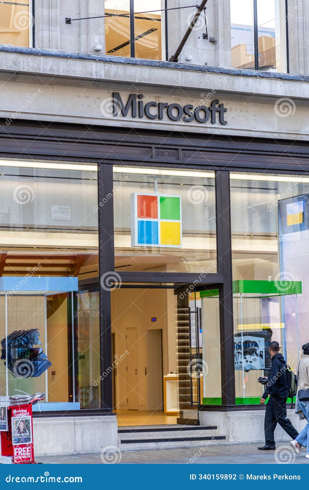 London, UK- September 19, 2024: Modern Storefront Featuring Microsoft ...