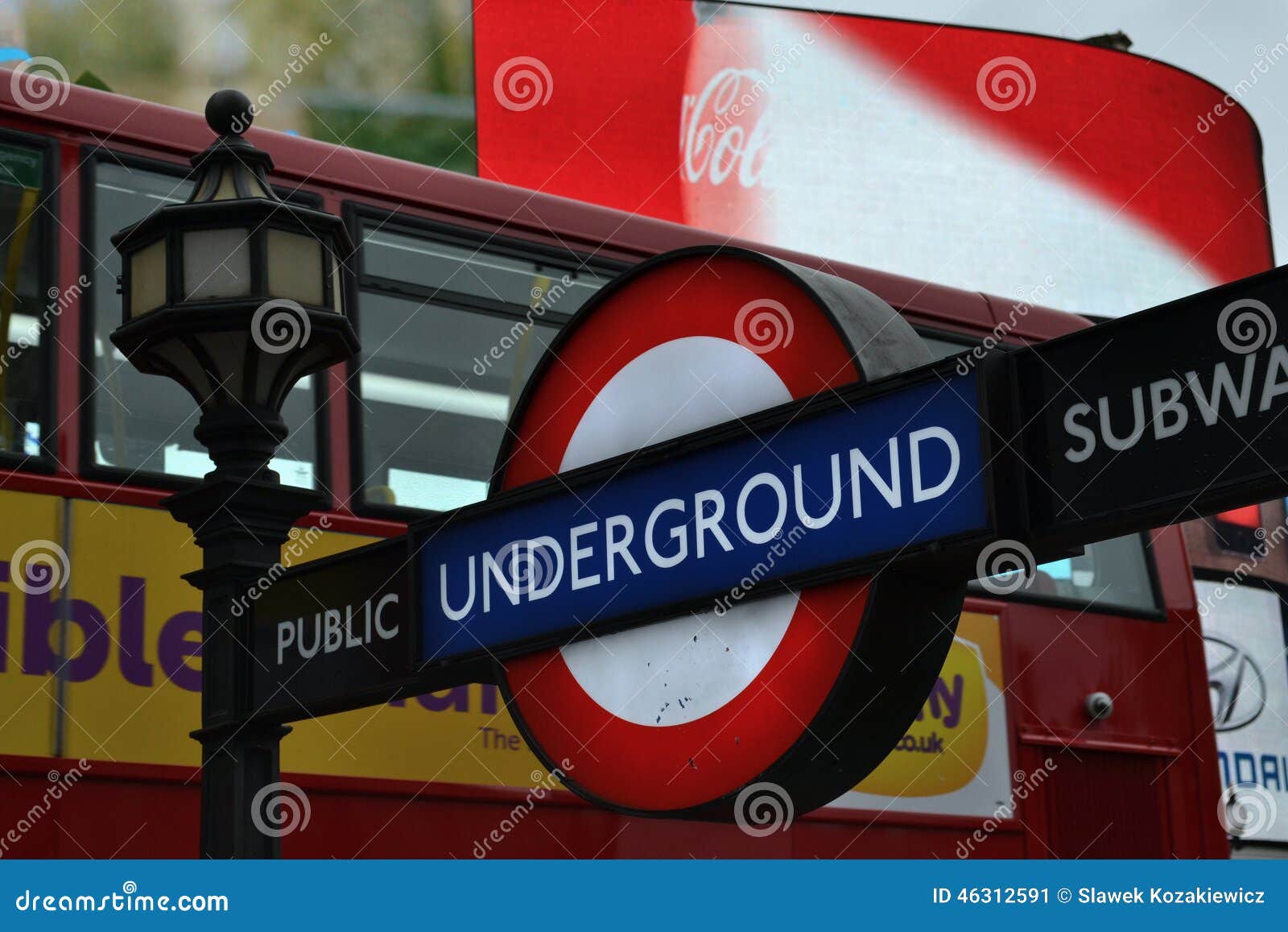 London Underground Sign Red Double Decker Bus Editorial Photo ...
