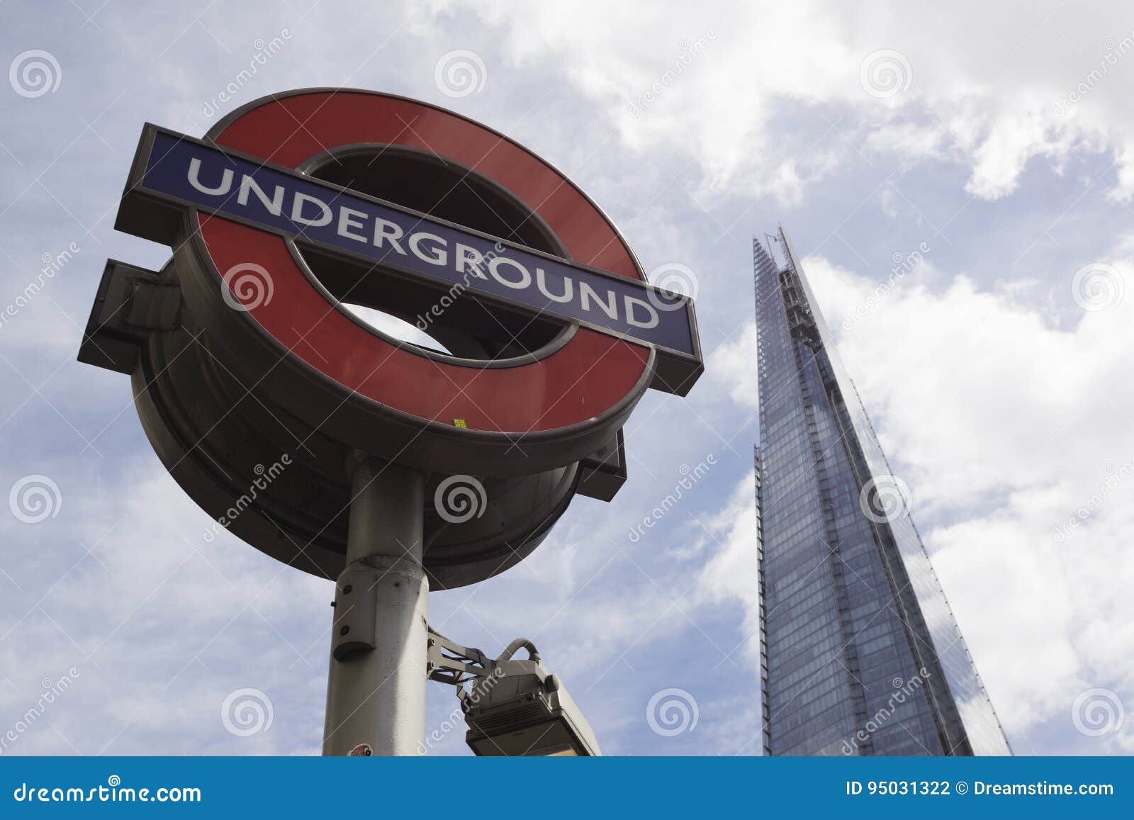 London Underground Sign and Shard Editorial Photography - Image of ...