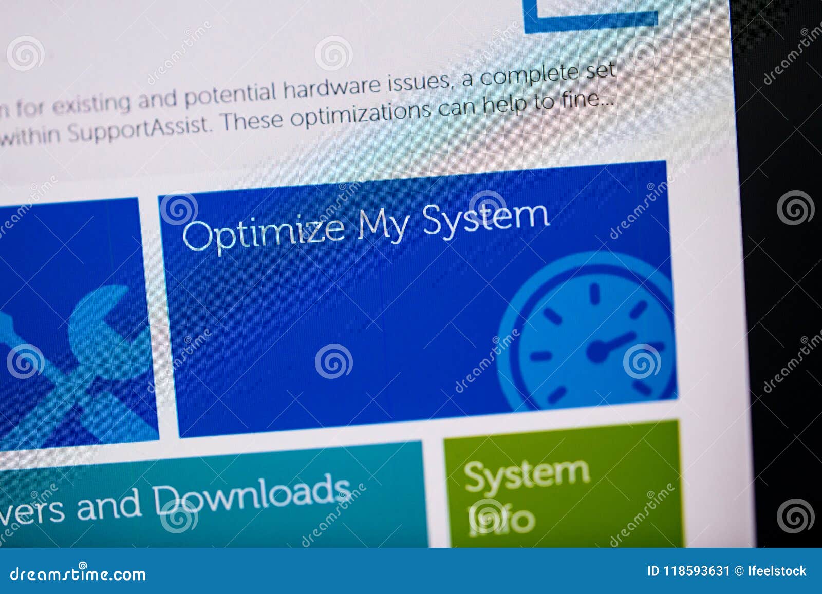 Digital Screen with Support Assist Software Hardware Editorial Photo ...