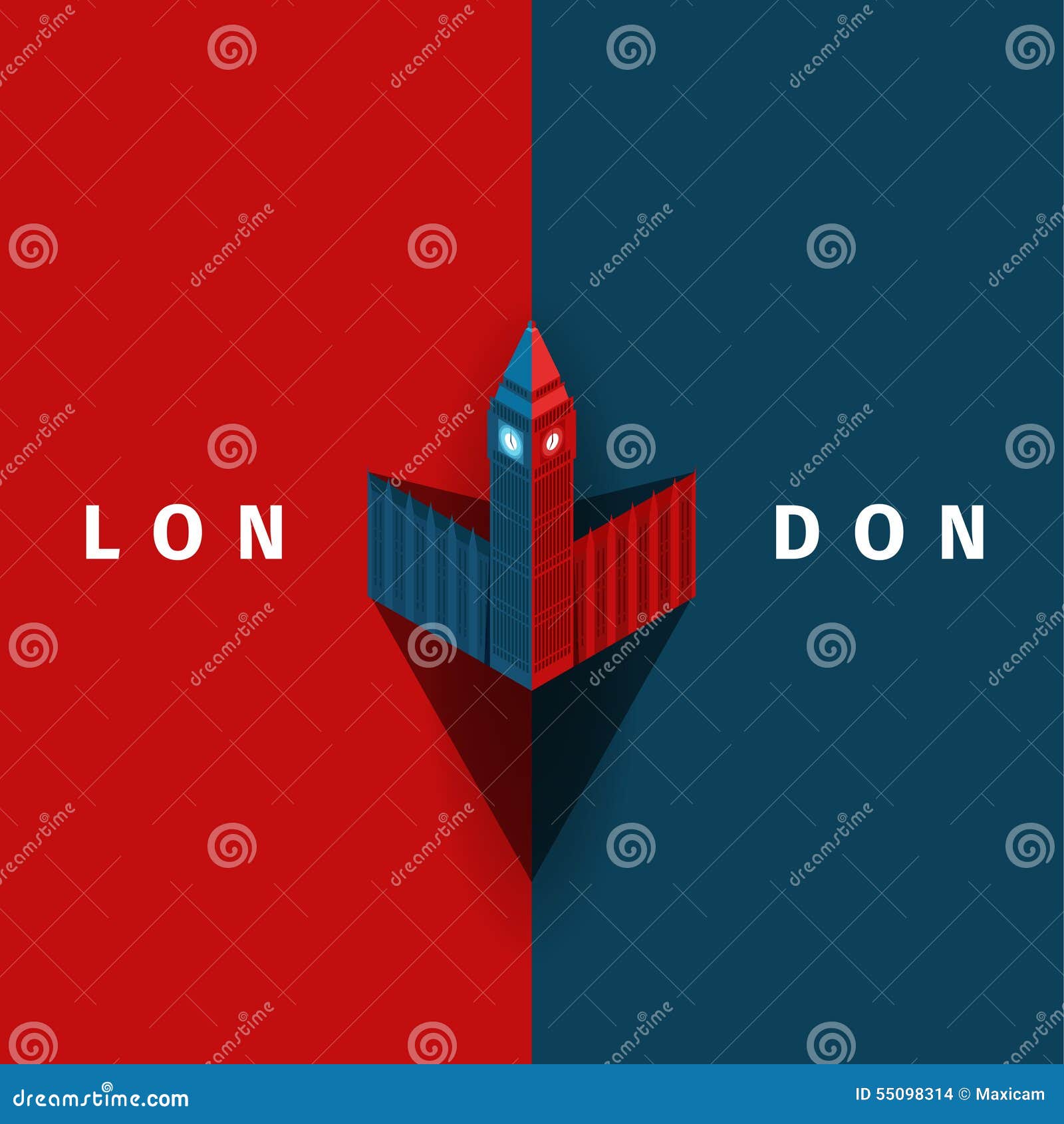 London Vector Poster with Big Ben in Simple Style Stock Vector ...