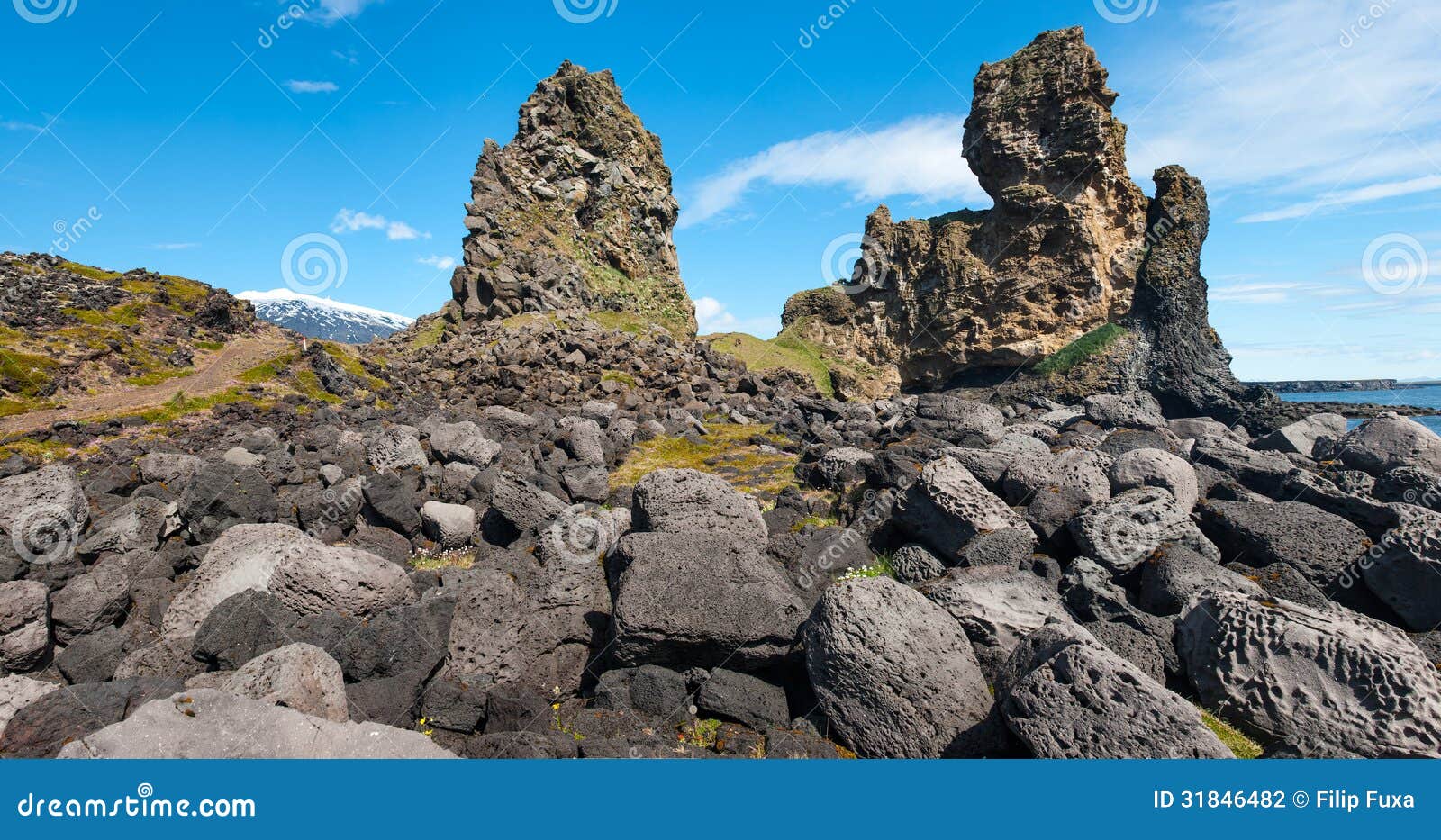 Londrangar at Malarrif stock photo. Image of basalt, snaefellsnes ...