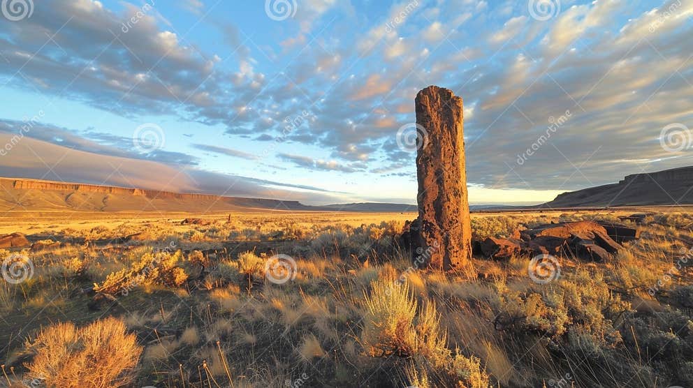 A Lone Basalt Column Jutting Out from the Ground Its Smooth Surface ...