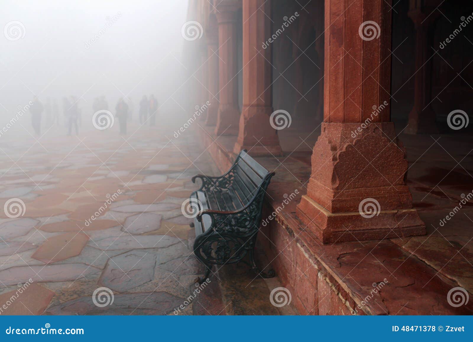 Lone bench over mist stock photo. Image of autumn, nature - 48471378