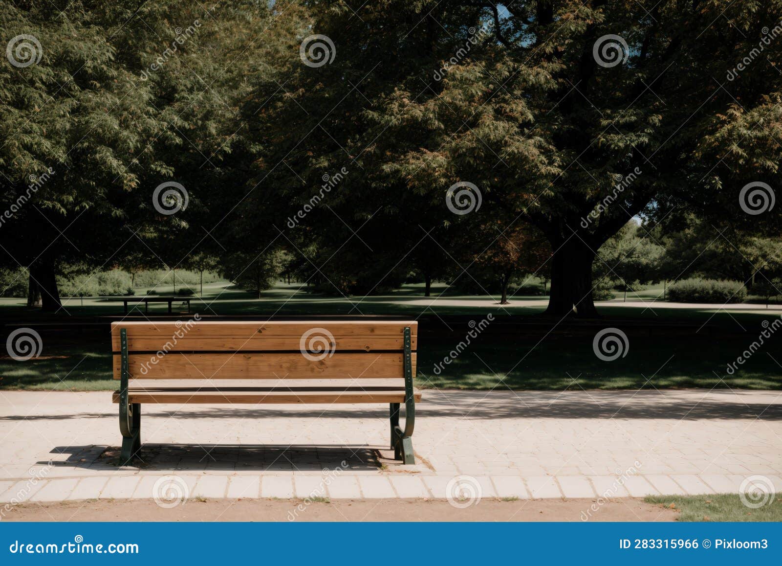 A Lone Bench in a Park Inviting for Contemplation Stock Illustration ...
