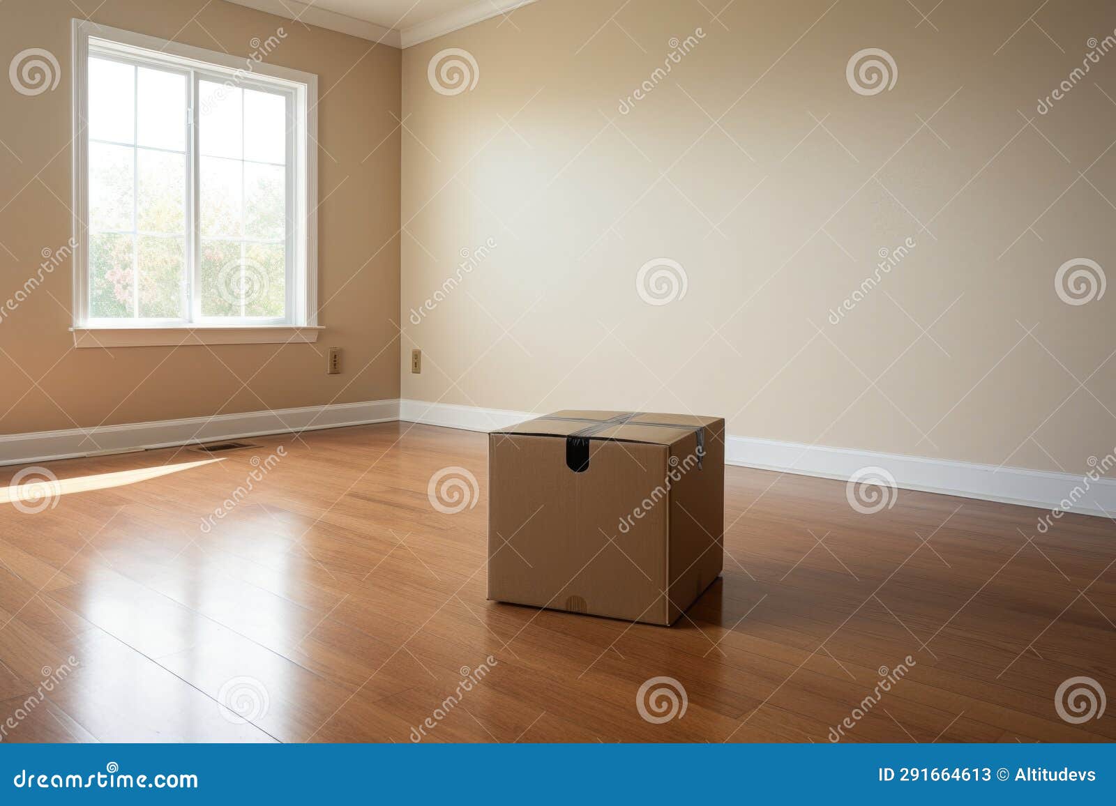 Lone Box in the Corner of an Empty Living Room Stock Image - Image of ...
