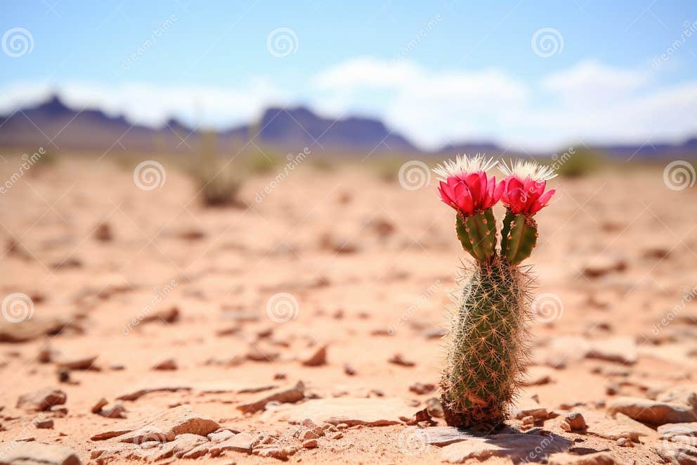 A Lone Cactus Blooming in the Desert Stock Image - Image of cactus ...