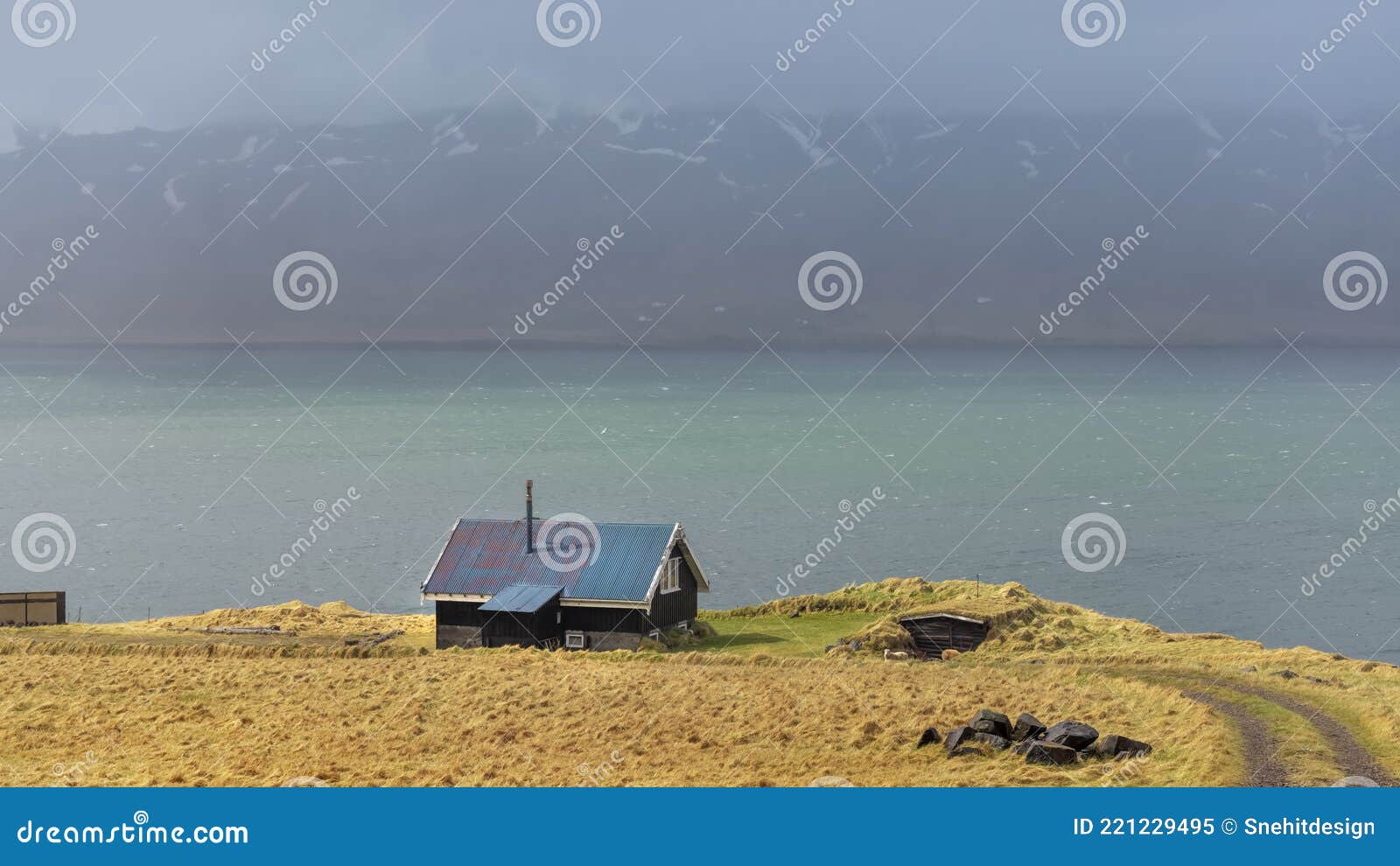 Lone Farm House by the Shoreline in Iceland Stock Image - Image of ...