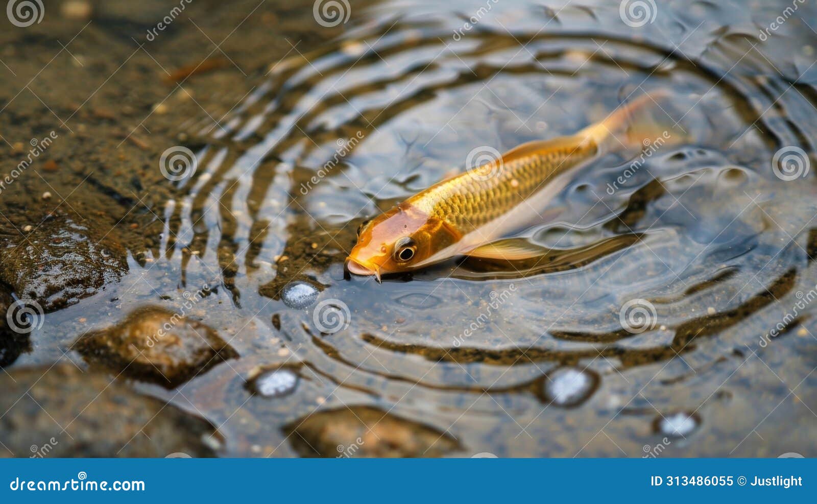 A Lone Fish Desperately Gasping for Air in a Tiny Puddle Where a ...