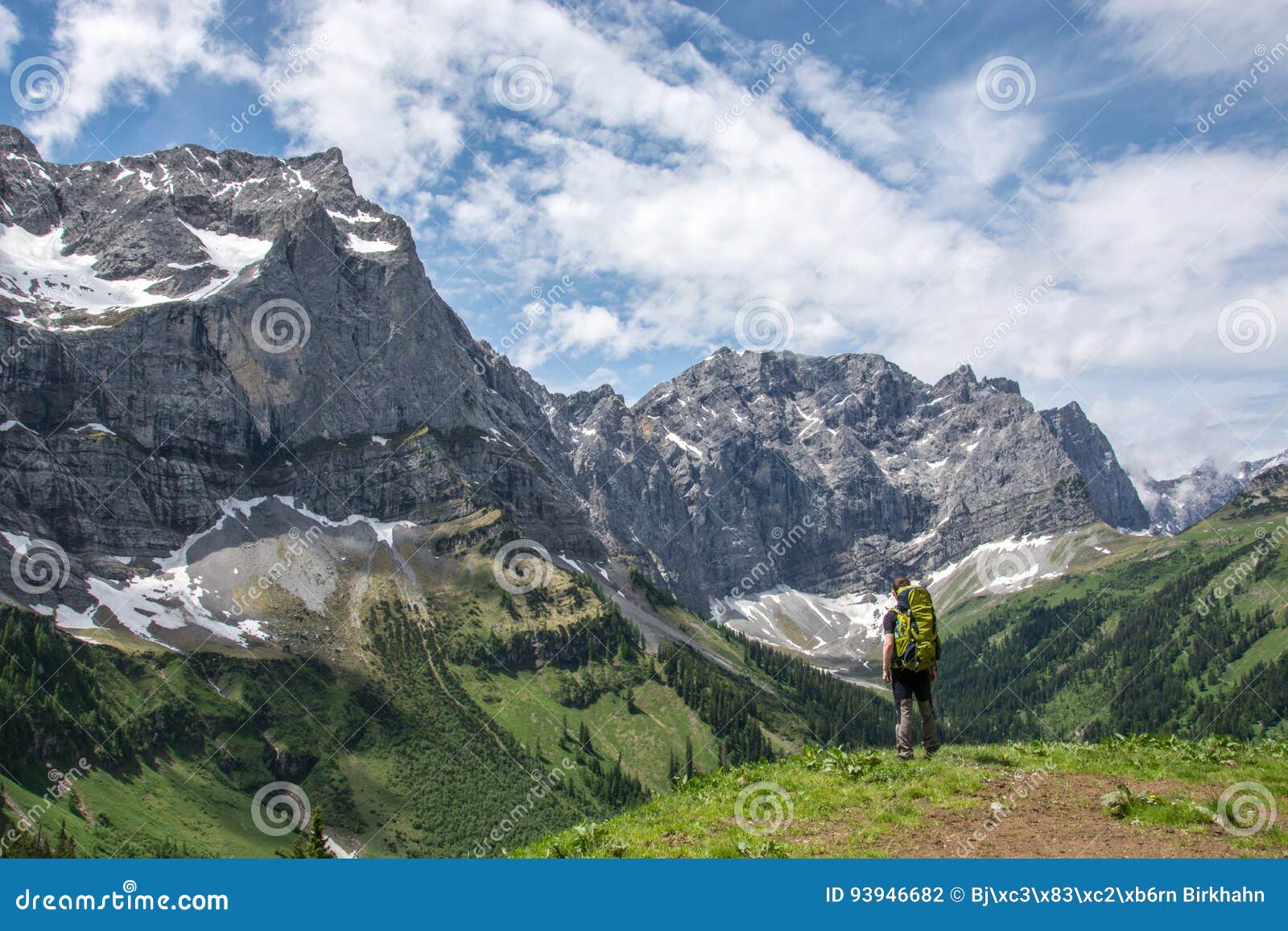 Lone Hiker in the Austrian Mountains Stock Photo - Image of outdoor ...