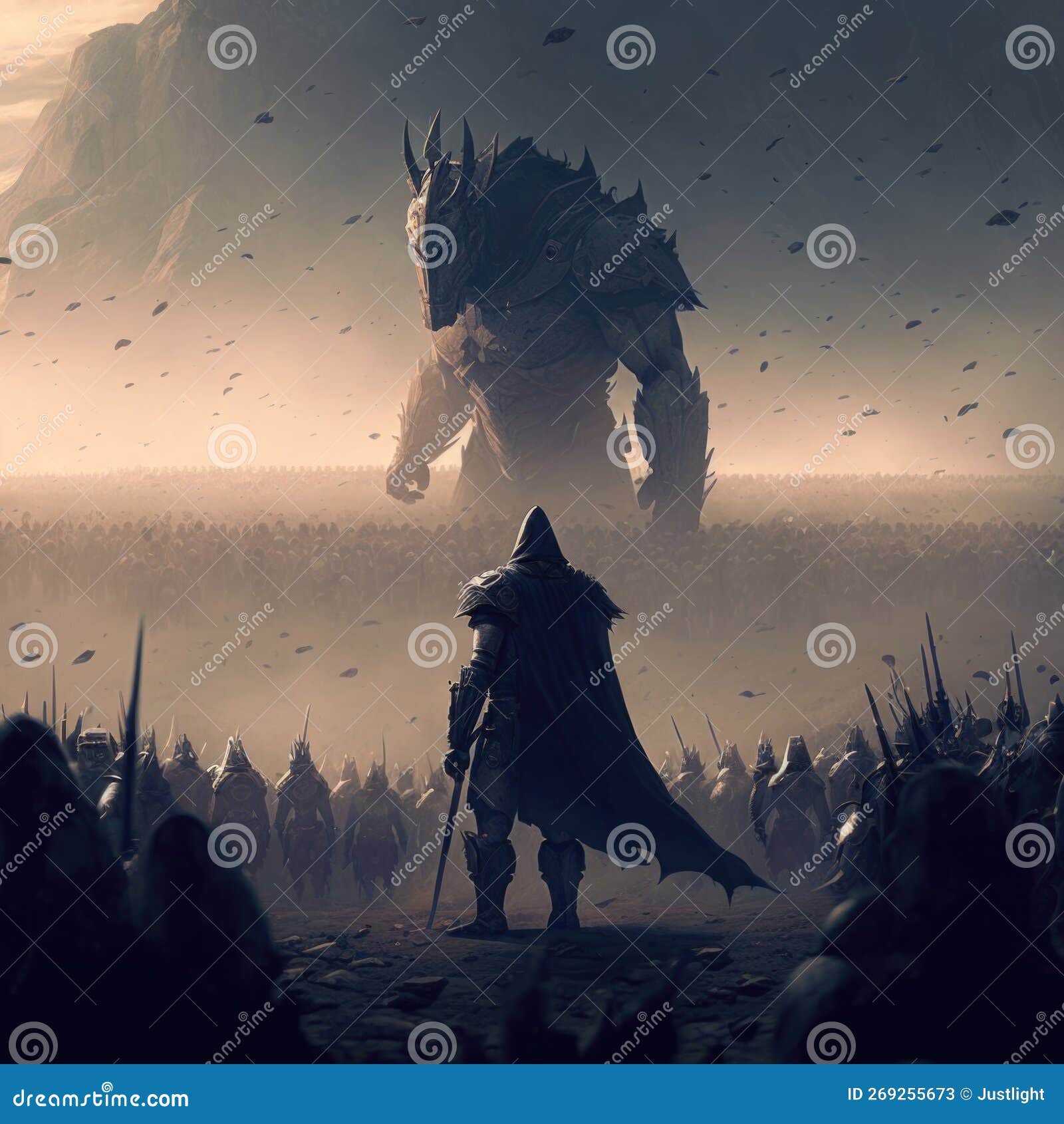 Lone Knight Standing Against A Horde Of Monsters, Fantasy Art, AI ... Lone Knight Standing Against A Horde Of Monsters, Fantasy Art, AI ...