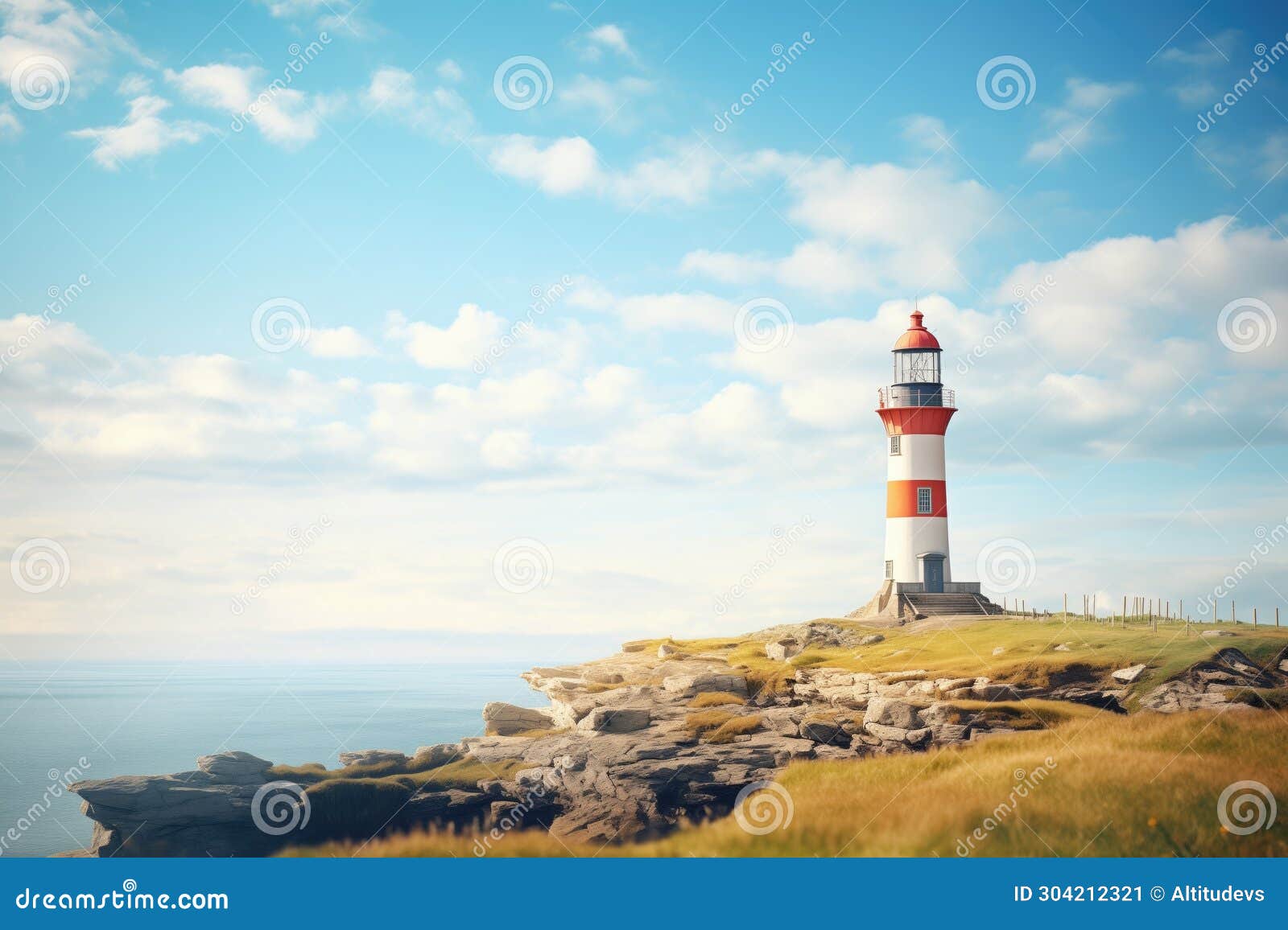 A Lone Lighthouse Standing Tall at the Edge of a Cliff Stock Image ...