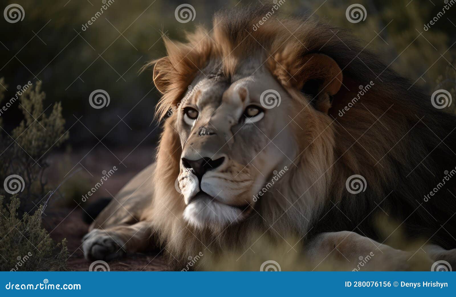 The Lone Lion Lies in Wait for Prey Creating Using Generative AI Tools ...