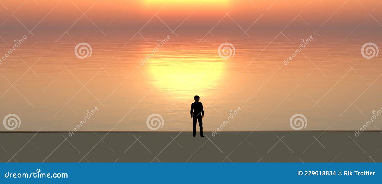Thinking Man by the Sea at Sunset Stock Photo - Image of quiet ...