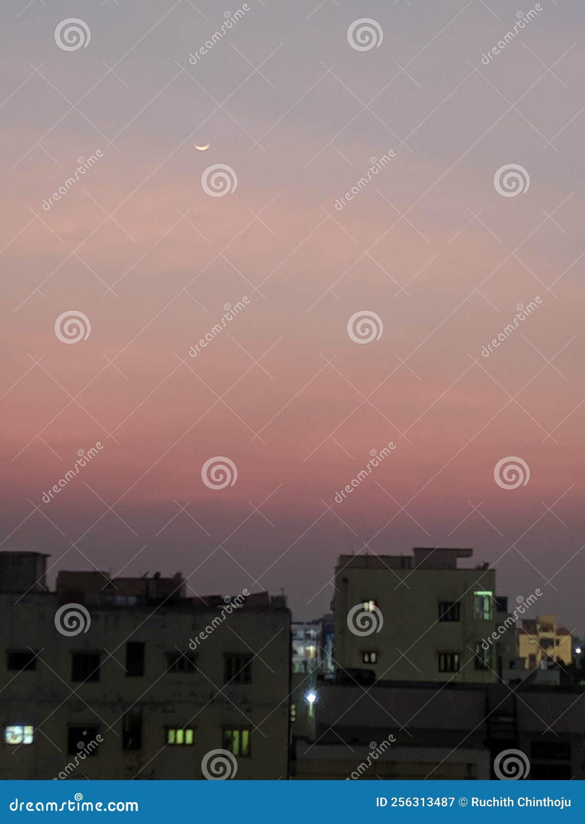 The Lone Moon stock image. Image of infiniteclods, nature - 256313487