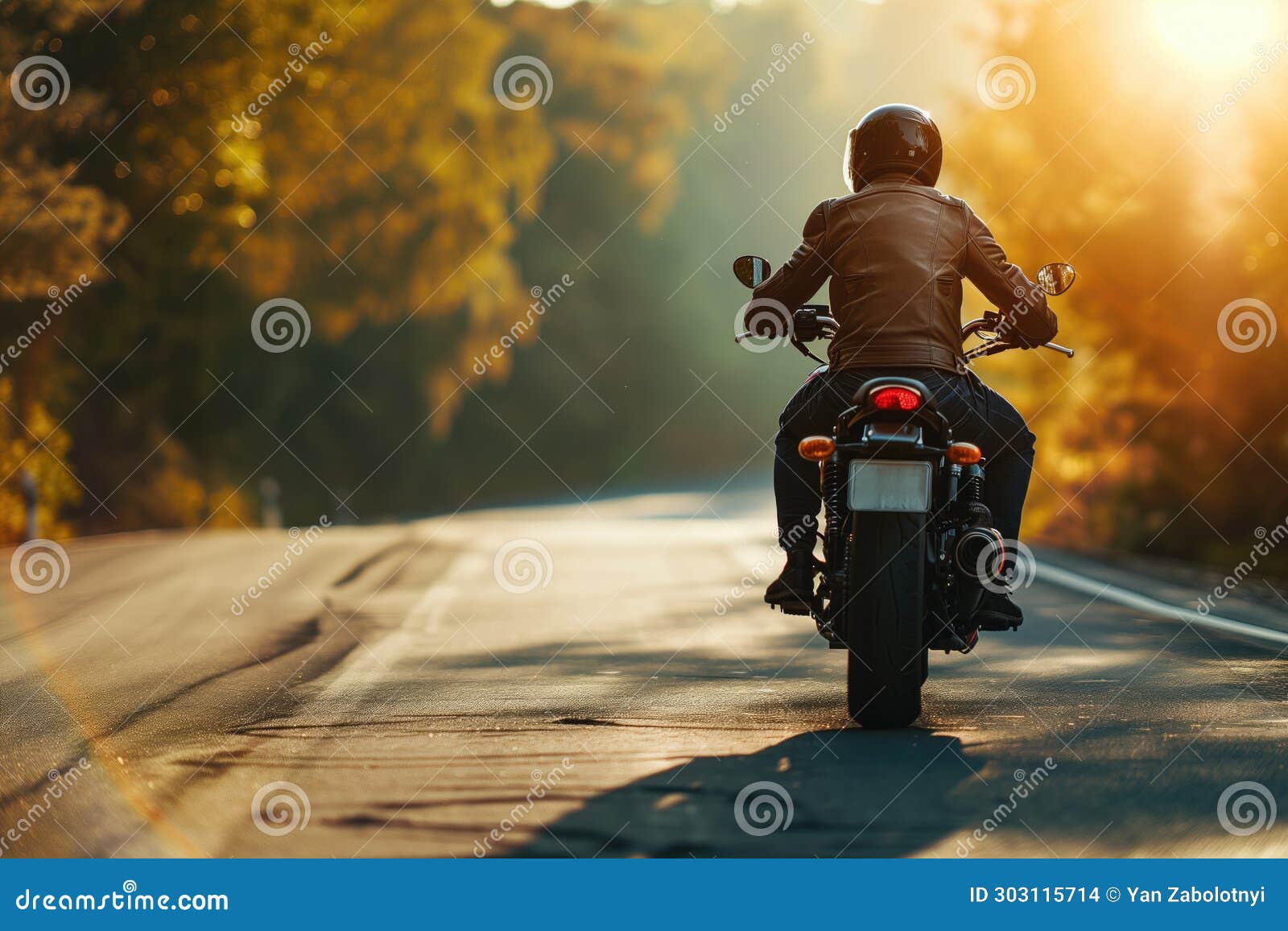 Lone Motorcycle Driver Cruising on Smooth Asphalt Highway Stock ...