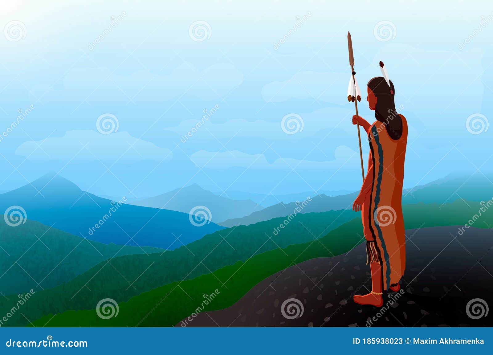 Man Stands On Top Of Mountain With Torch In Hand. Business, Achieving ... Man Stands On Top Of Mountain With Torch In Hand. Business, Achieving ...