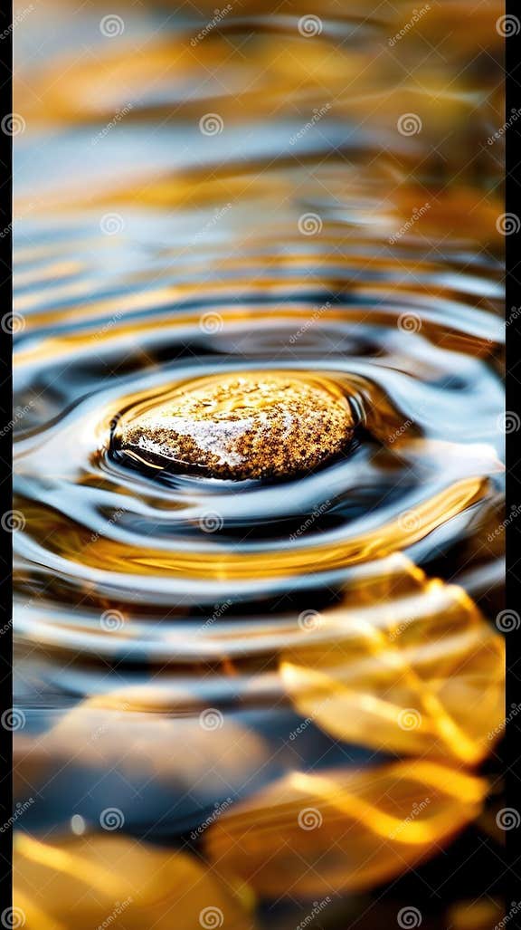 Lone Pebble Creating Ripples in Still Water Stock Illustration ...