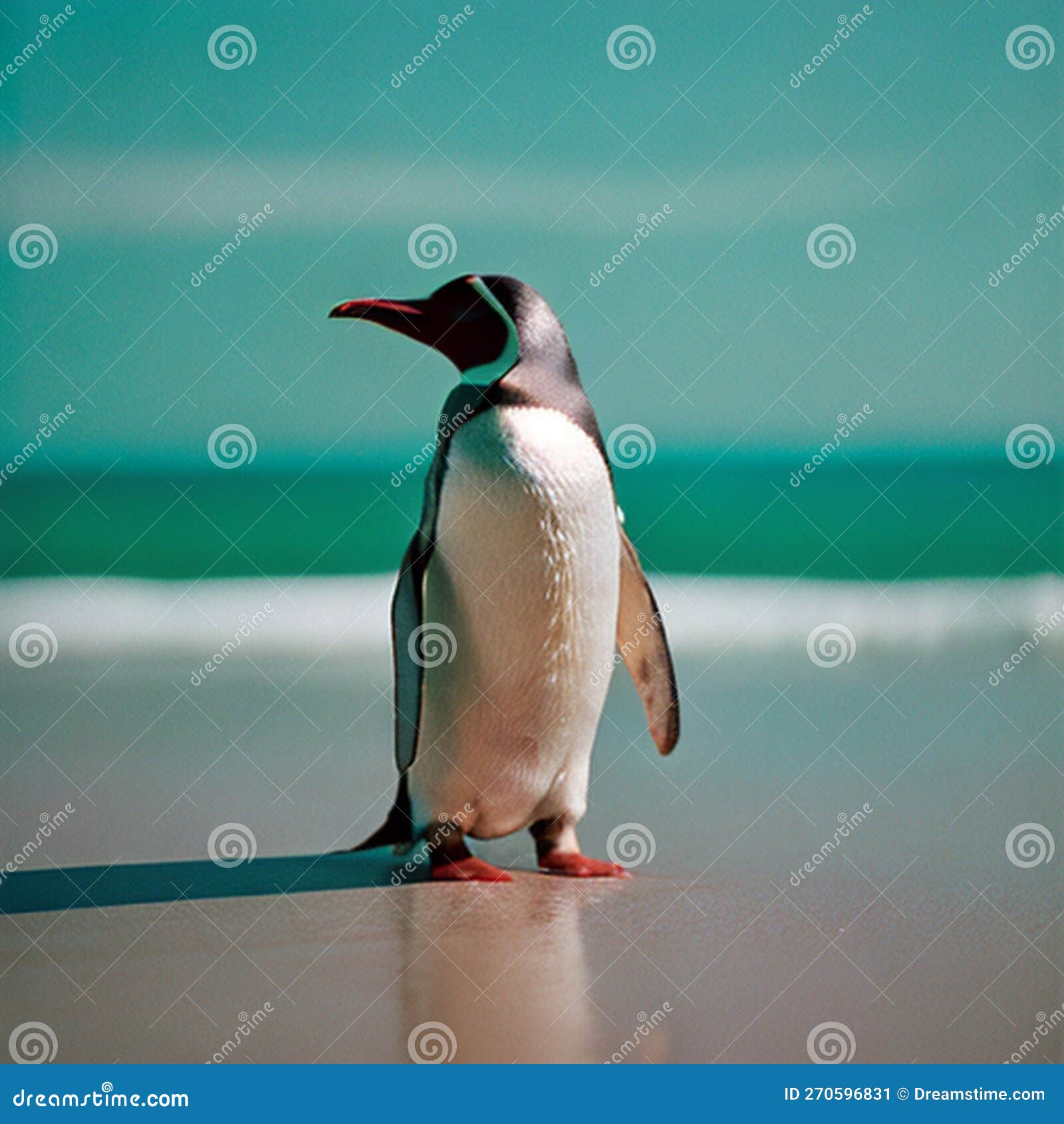 Lone Penguin on a Glacier Ai Generated, Generative AI, CGI Graphics ...