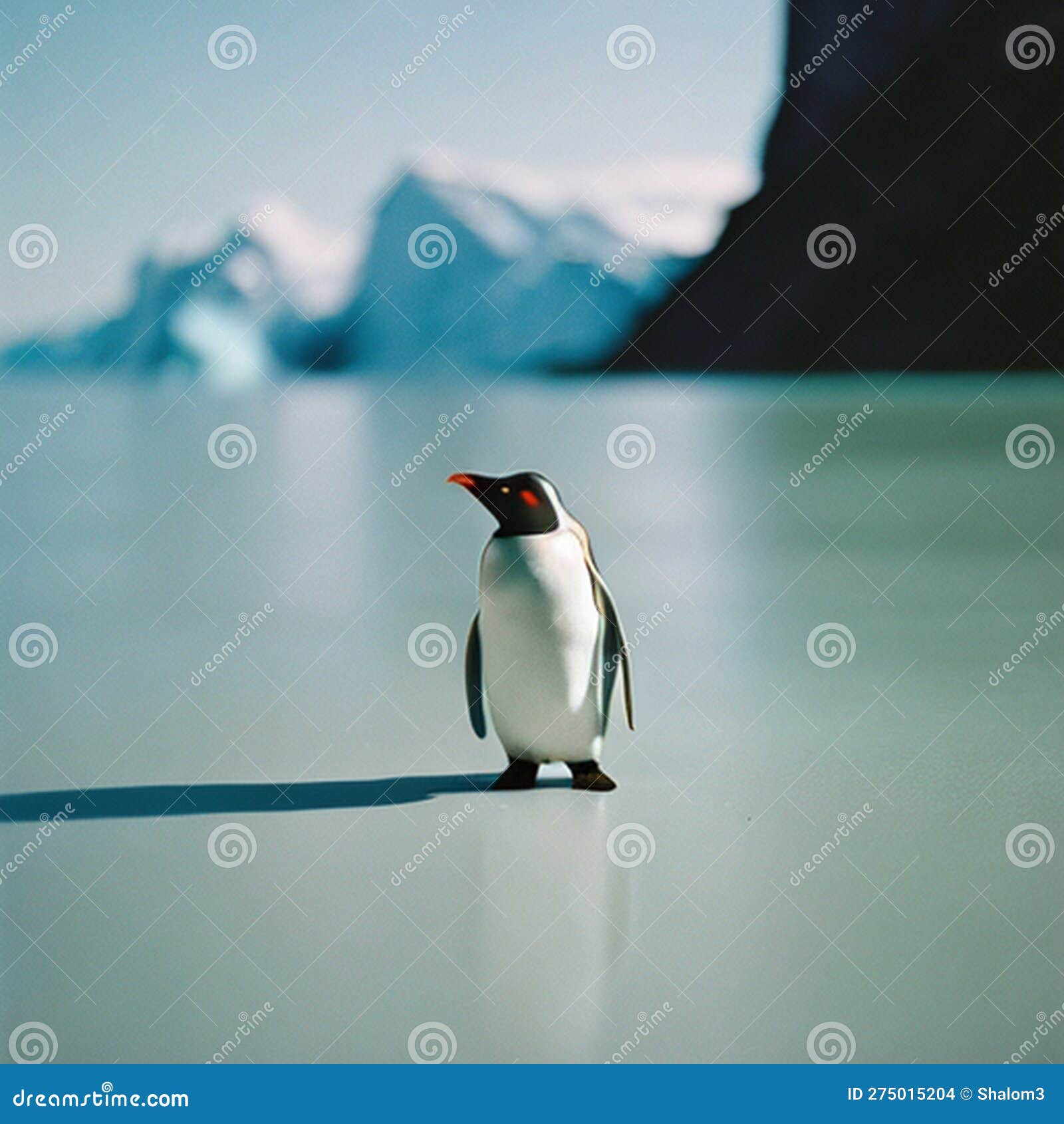 Lone Penguin on a Glacier Ai Generated, Generative AI, CGI Graphics ...