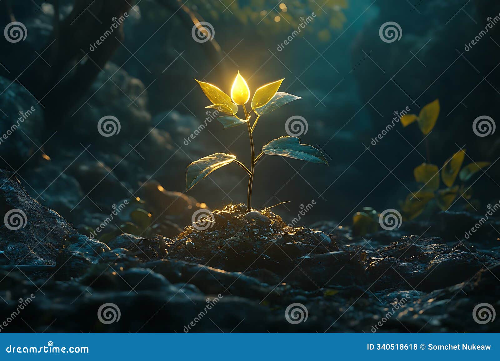 A Lone Plant Growing In A Barren Desert Royalty-Free Stock Photo ...