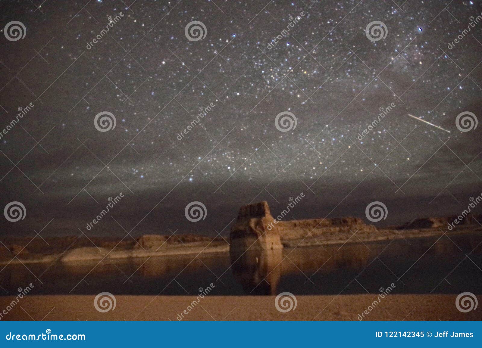Starry Night Lake Powell Utah Lone Rock Stock Image - Image of powell ...