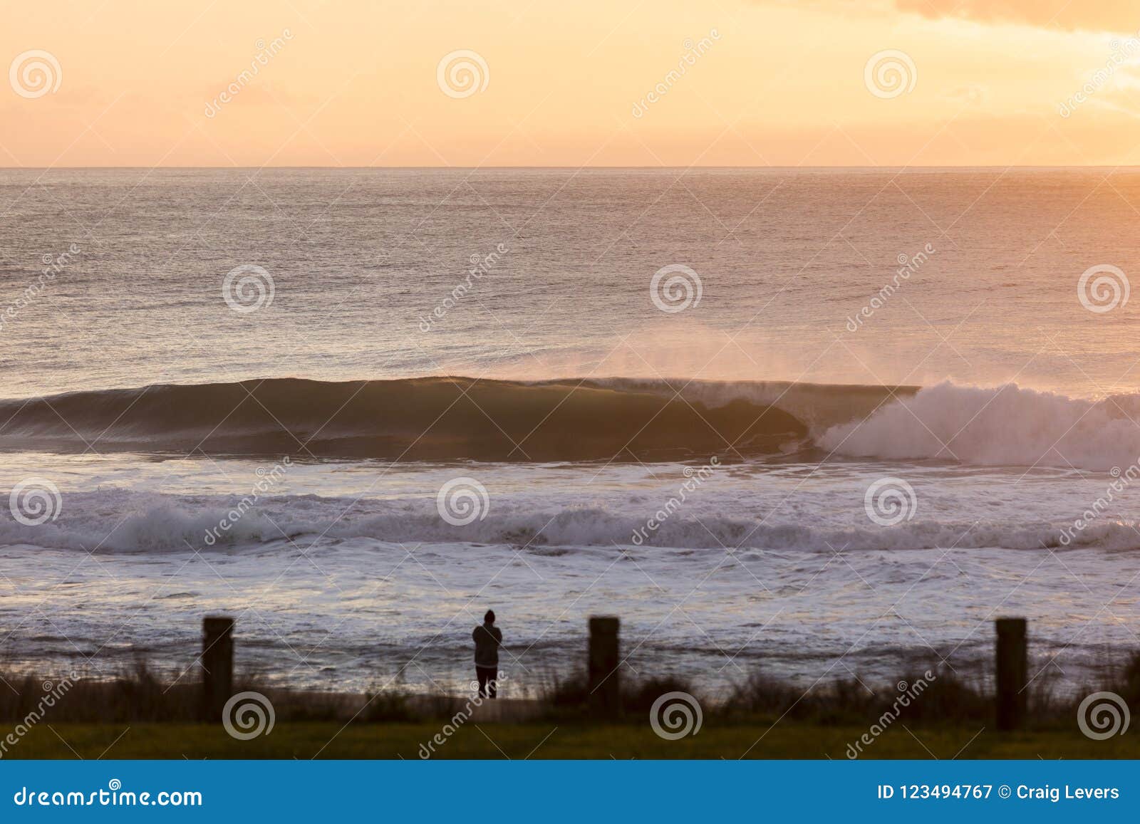 Lone Surf Check stock image. Image of dawn, wave, surfers - 123494767