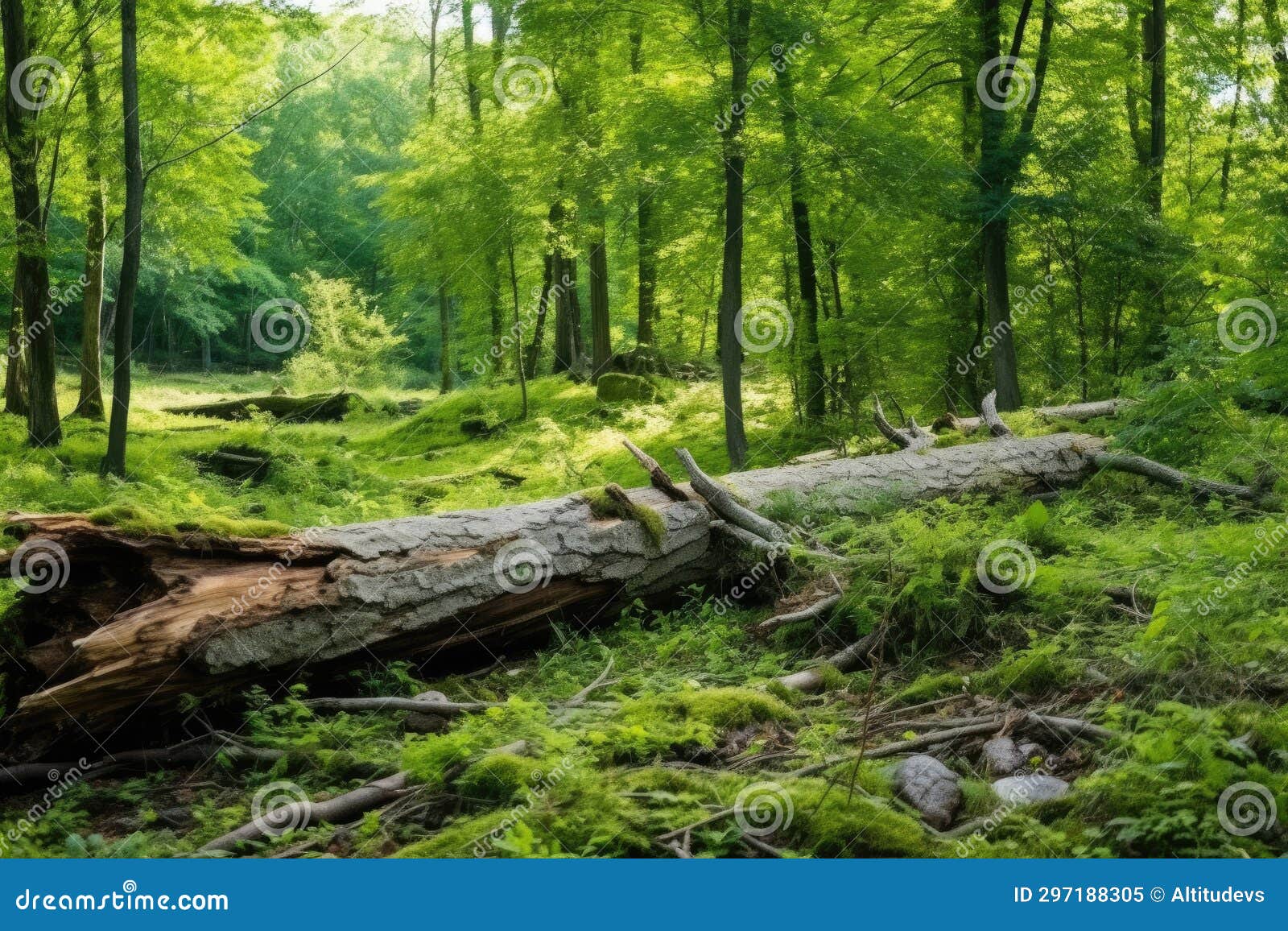 A Lone Tree Cut Down among a Lush Forest Stock Image - Image of forest ...