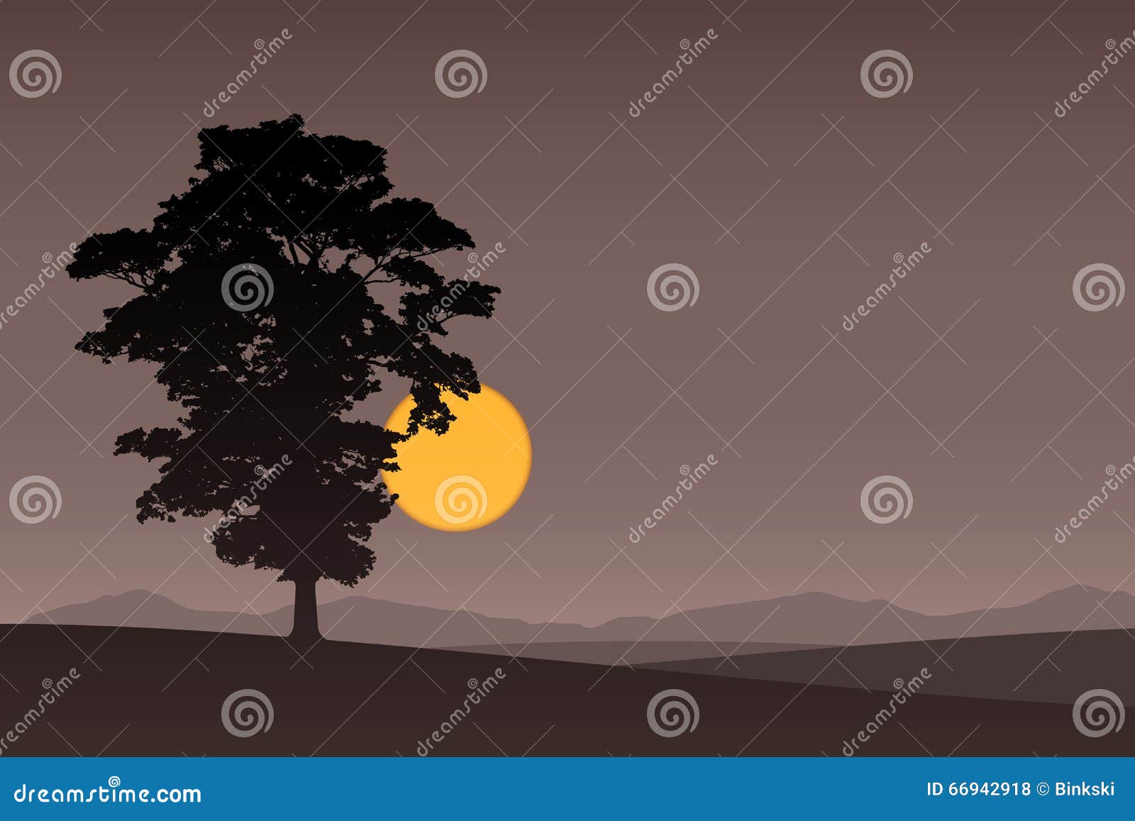 Lone Tree stock vector. Illustration of nature, horizon - 66942918