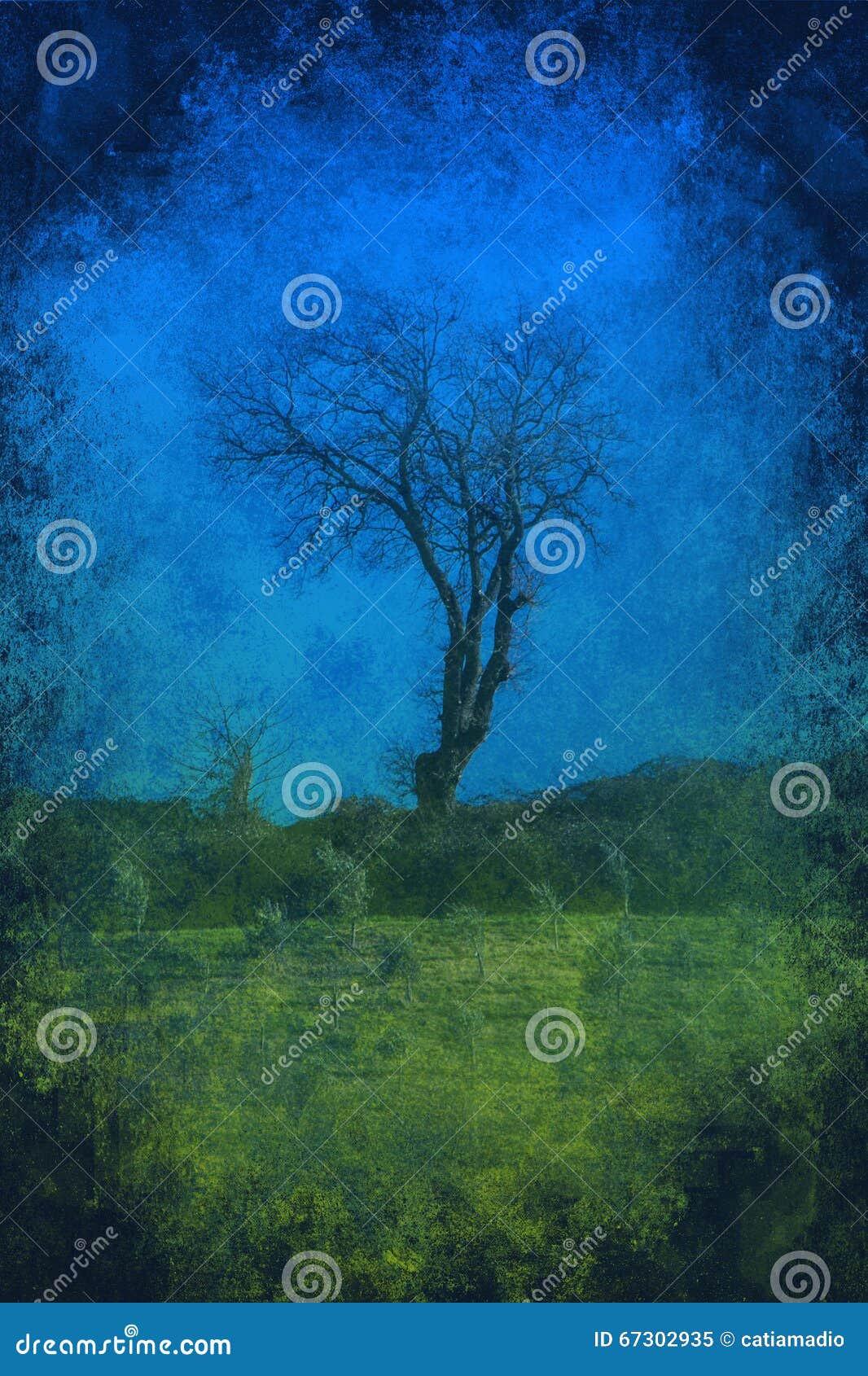 Lone Tree Grunge Background Stock Image - Image of fantasy, texture ...