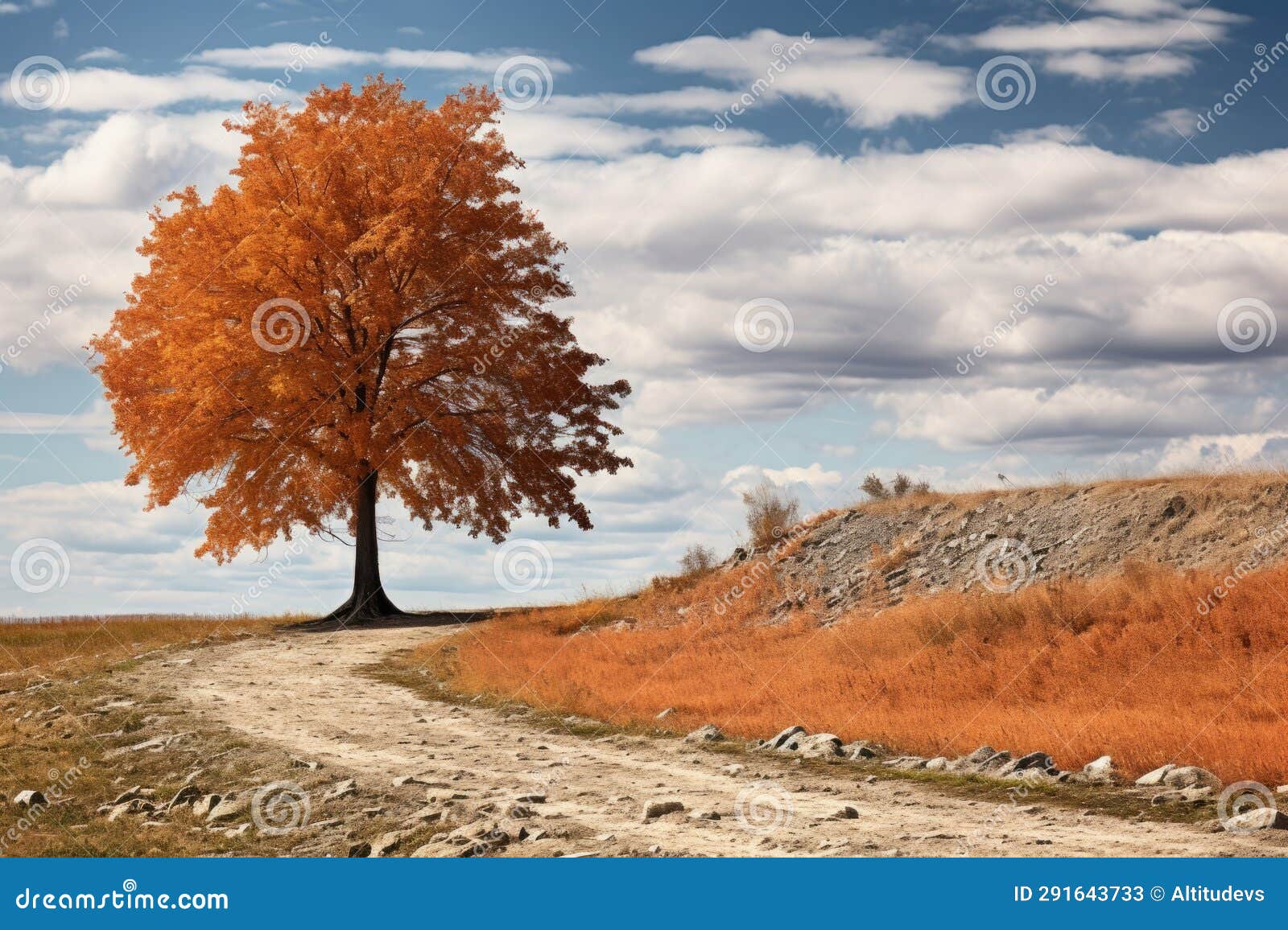 A Lone Tree with Leaves Changing Colors Stock Image - Image of vibrant ...