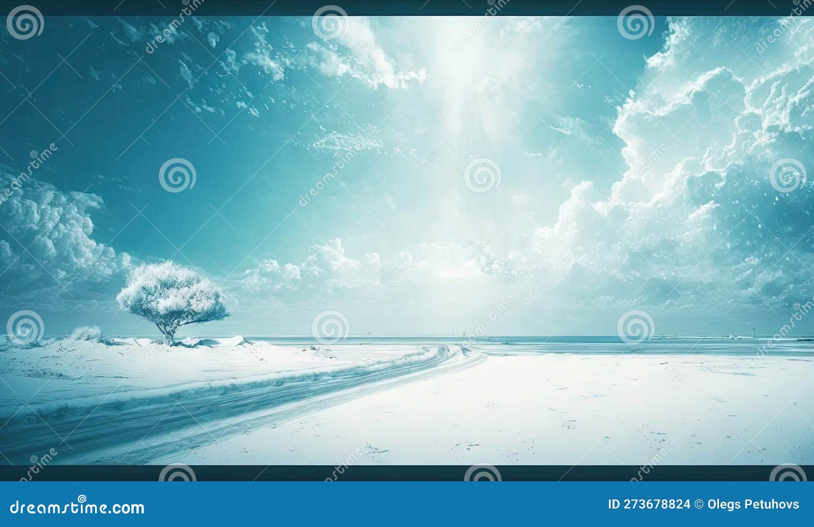 Snowy Beach Illustration In The Style Of Greg Hildebrandt Stock Image ...