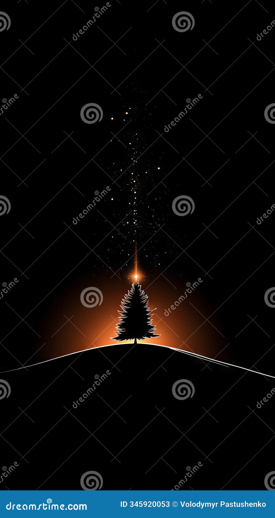 A Lone Tree on Top of a Hill with a Star in the Sky Stock Image - Image ...