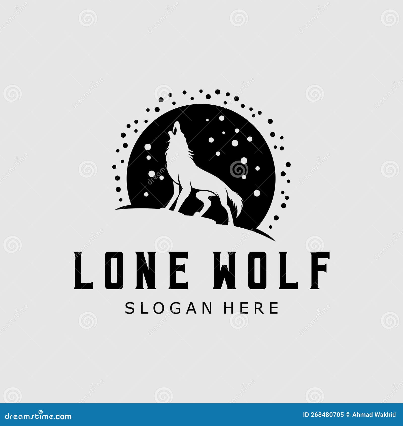 Lone wolf logo design stock illustration. Illustration of badge - 268480705