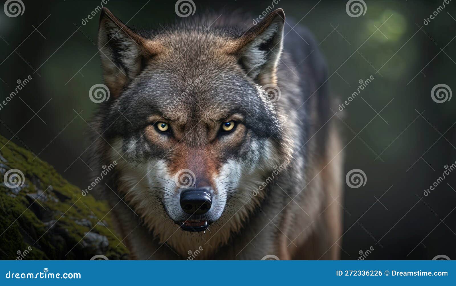 A Lone Wolf Standing in the Woods Looking at the Camera Stock ...