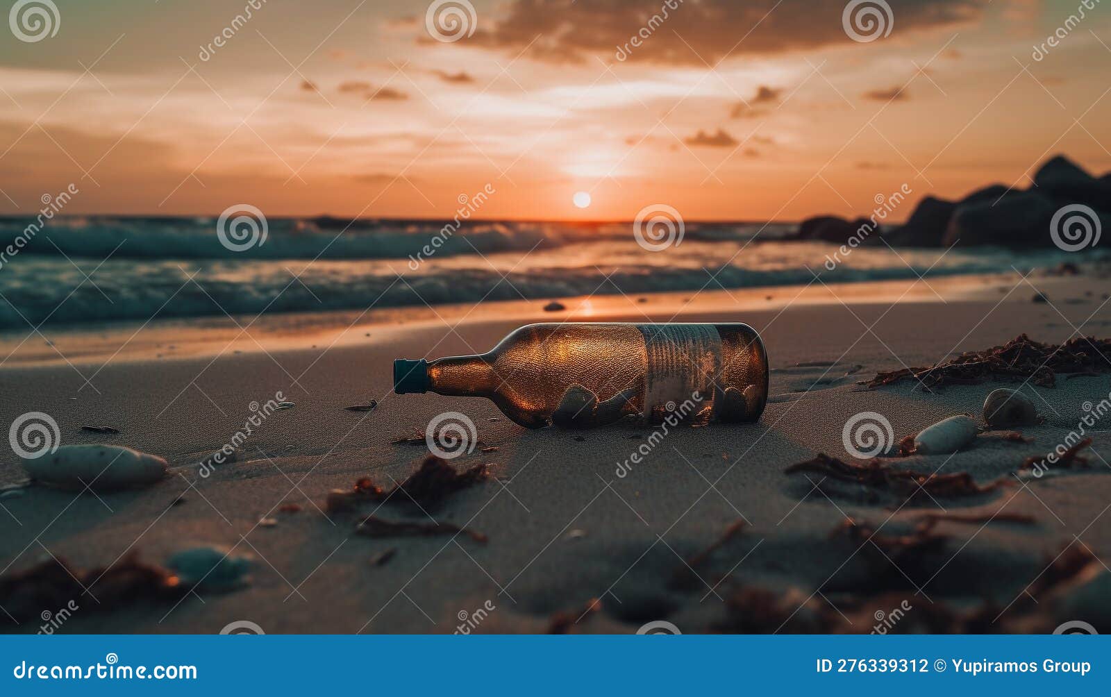 Loneliness on Castaway Beach, SOS Message in Bottle Generated by AI ...