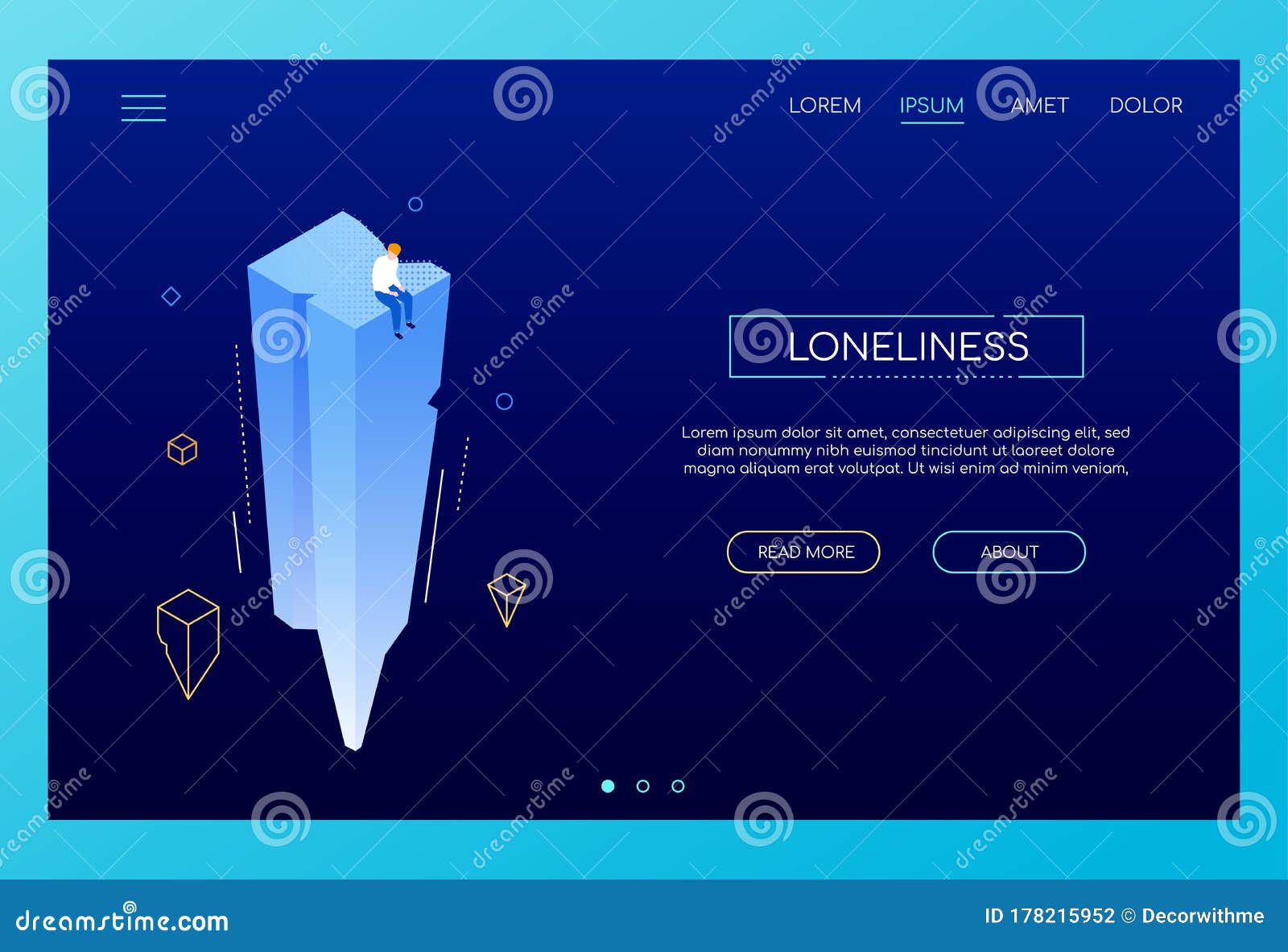 Loneliness Concept - Modern Isometric Vector Web Banner Stock Vector ...