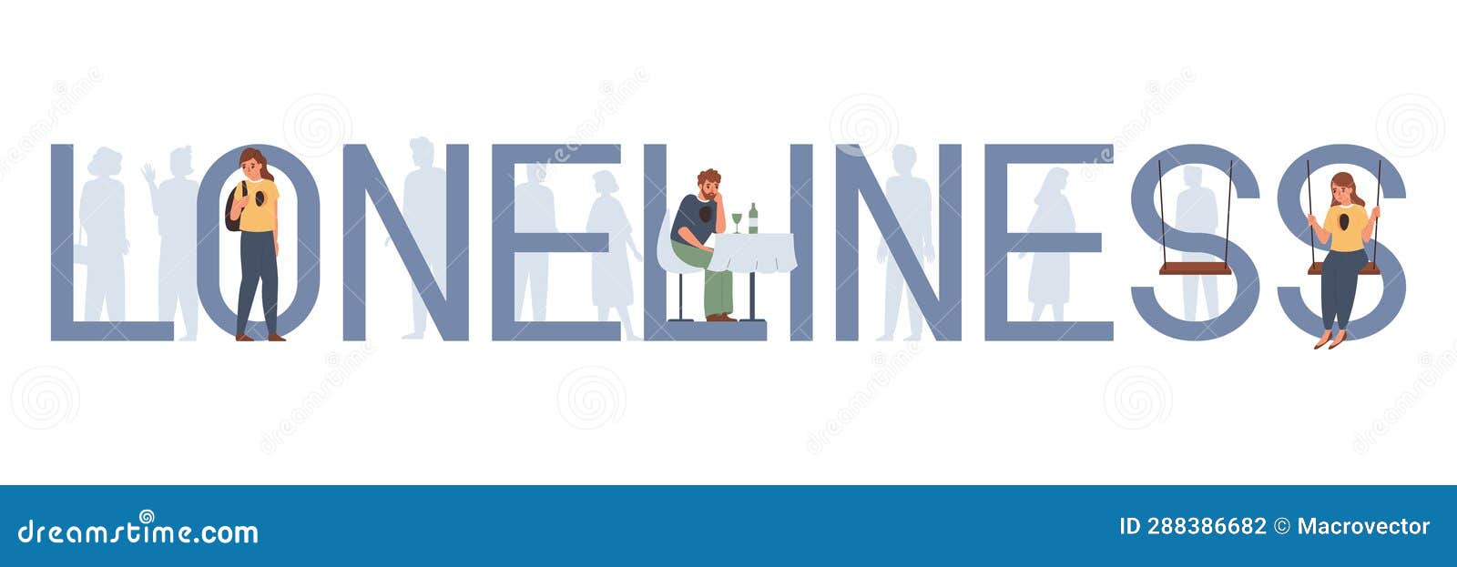 Loneliness Flat Collage Vector Illustration | CartoonDealer.com #288945690